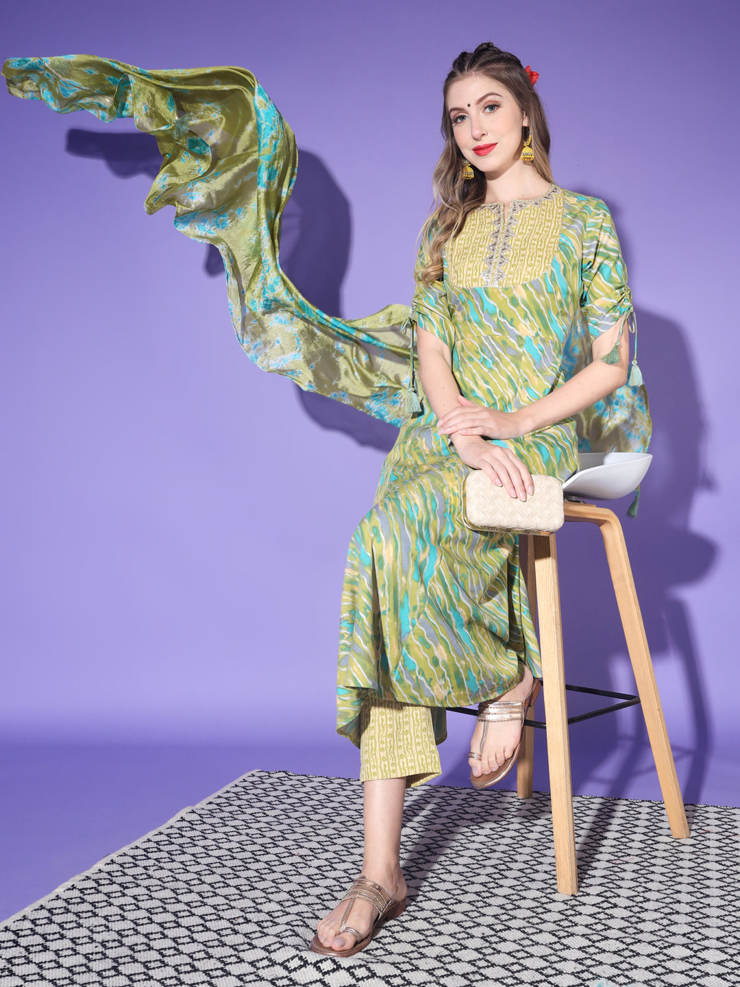 Multicolour Notch Neck Kurta Sets – The Fab Factory